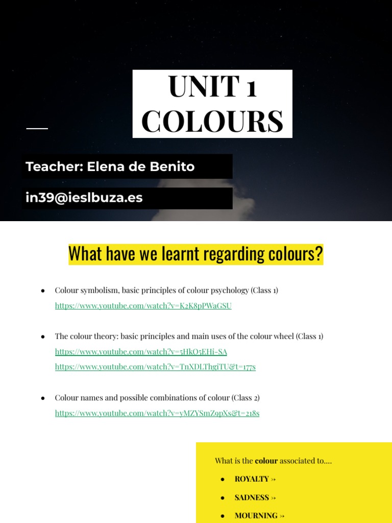 Unit 1. Colors PDF | PDF | Color | Visual Perception