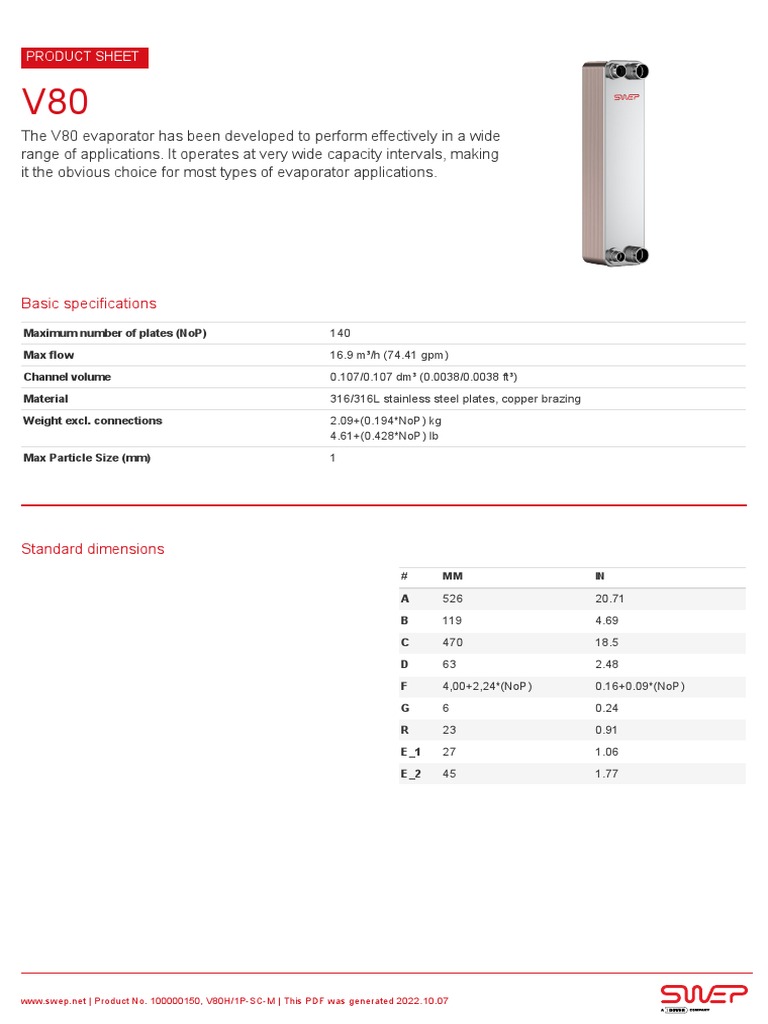 Basic Specifications: Product Sheet | PDF | Heat Exchanger | Building ...