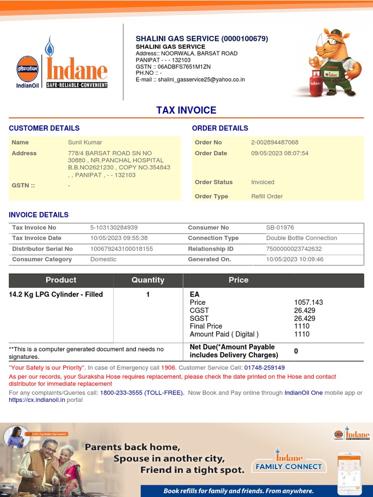 Invoice | PDF | Liquefied Petroleum Gas | Insurance