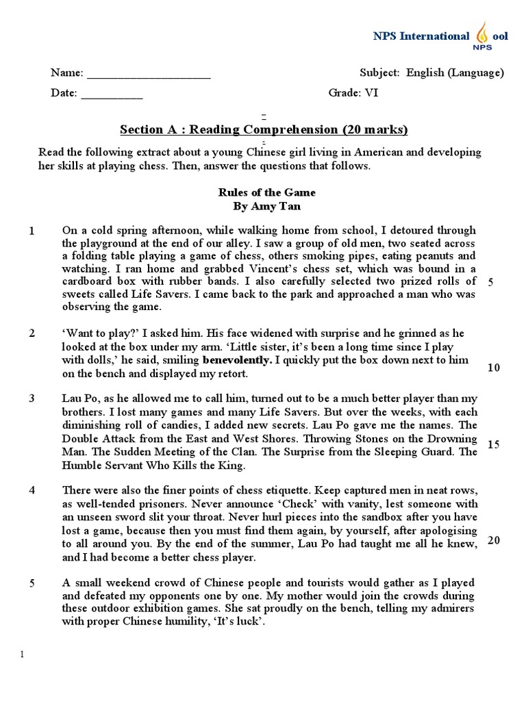 G6 Class Practice SA1 Paper Section 1 | PDF | Grammatical Tense | Verb