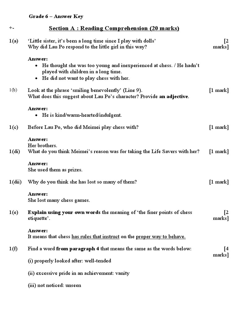 Grade 6 - Answer Key | PDF | Linguistics | Grammar
