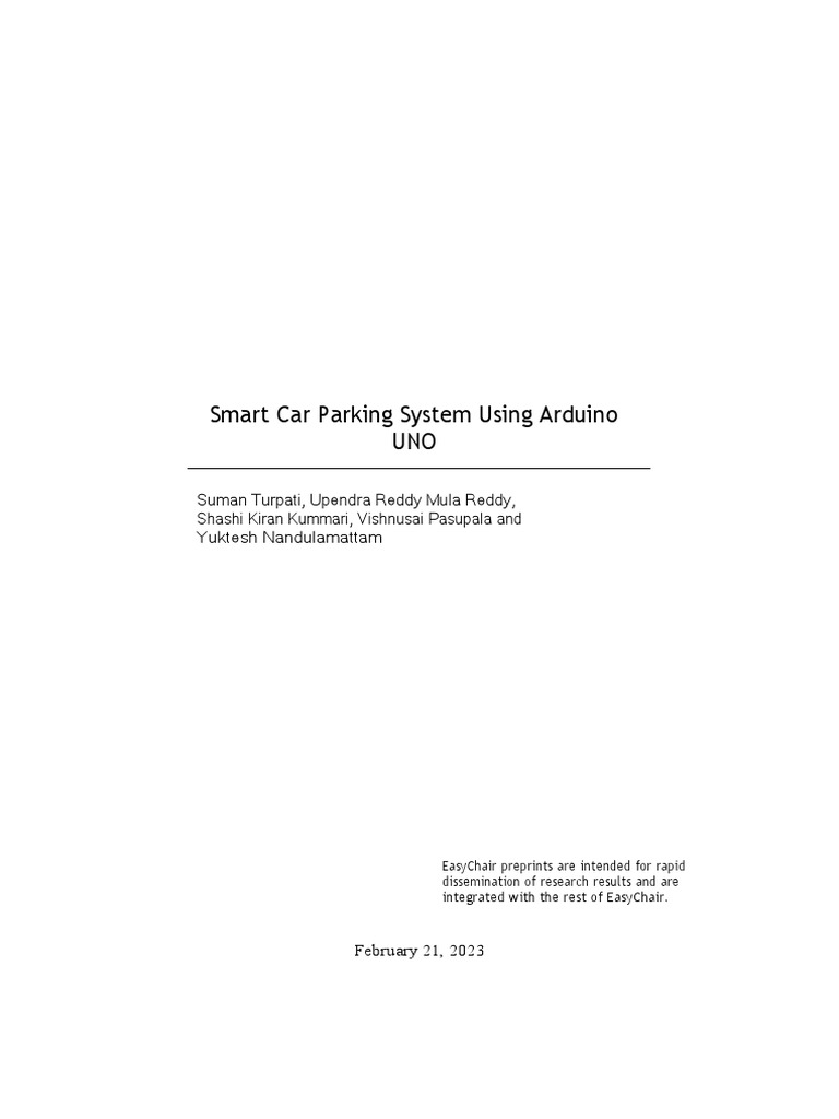 Easychair Preprint 9755 Pdf Parking Infrared
