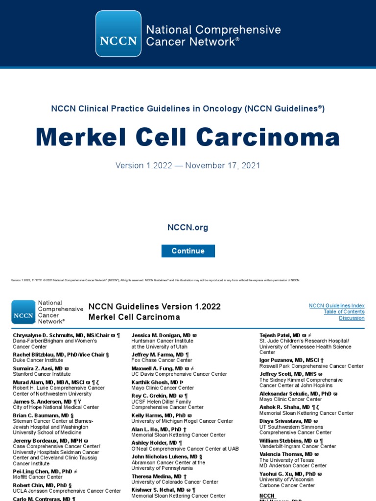 2022 NCCN Guidelines For Non Melanoma Skin Cancer v1.2022 PDF | PDF ...