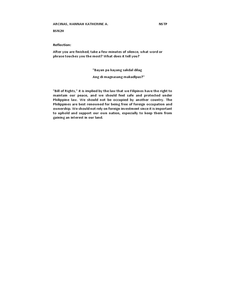 Reflection on Philippine Sovereignty | PDF | Politics