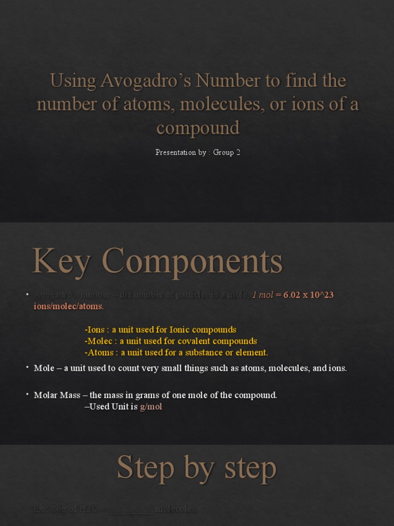 Using Avogadro's Number To Find The Number of | PDF