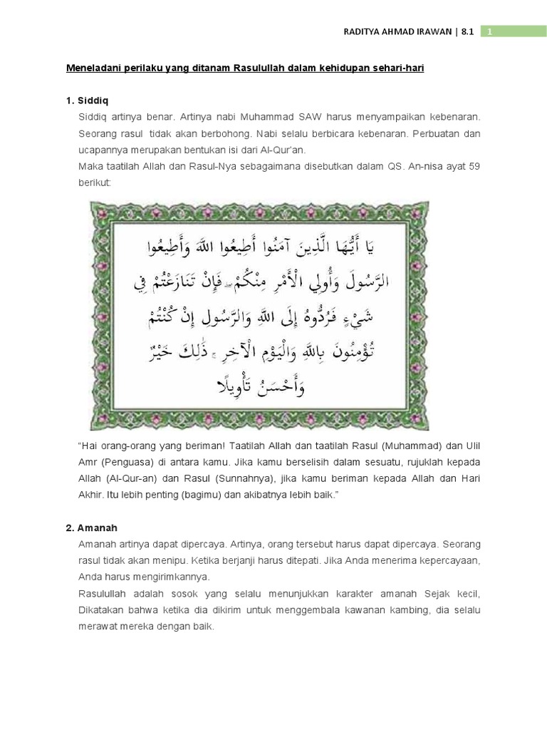 Tugas Radit Kelas 8 Pelajaran Pai | PDF