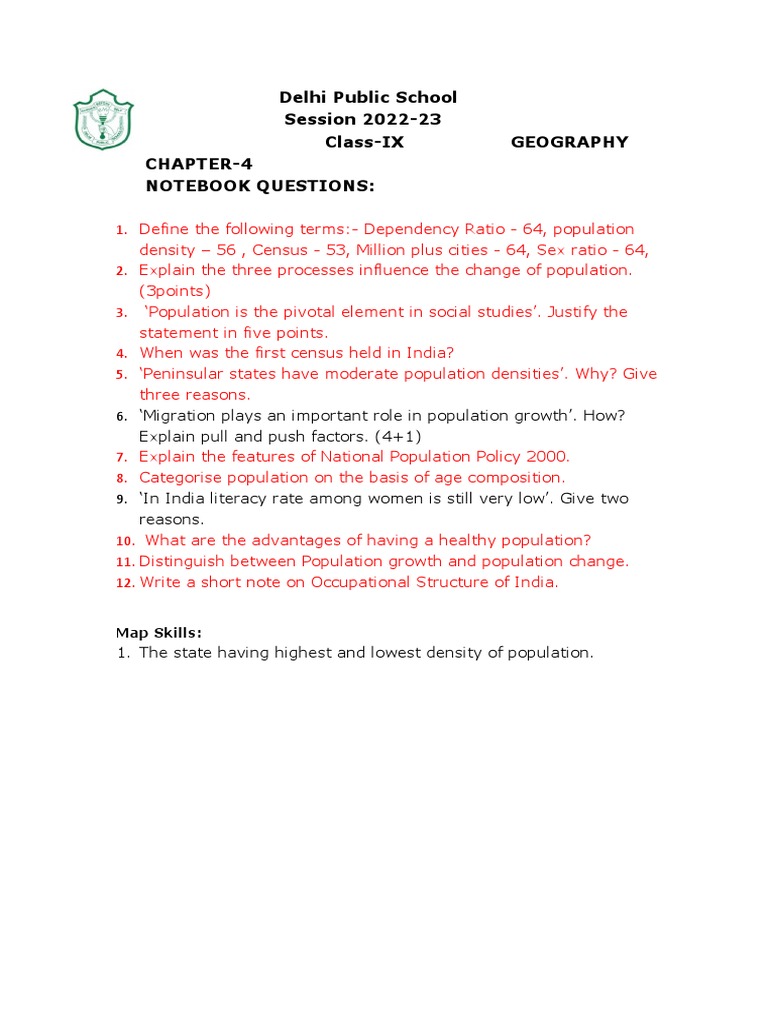 Population Questions With Map | PDF