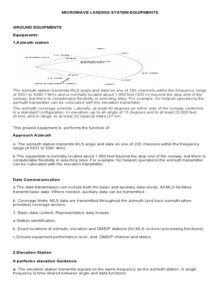 Microwave Landing System Equipments | PDF | Aircraft | Aerospace