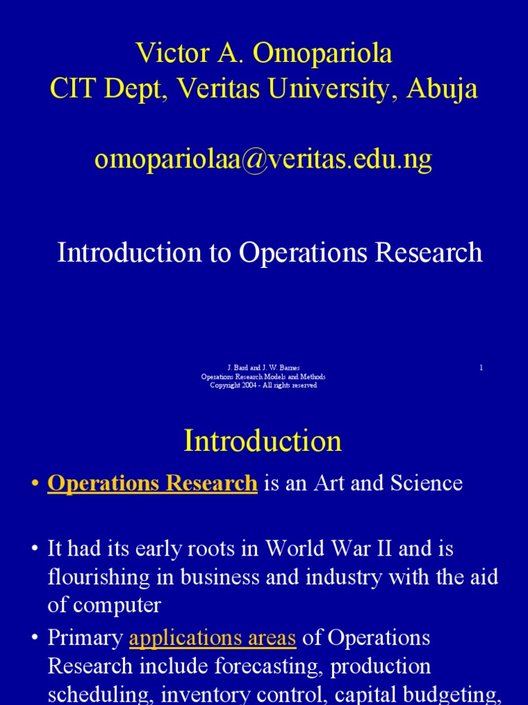 CSC 333 Note1 | PDF | Operations Research | Stochastic Process