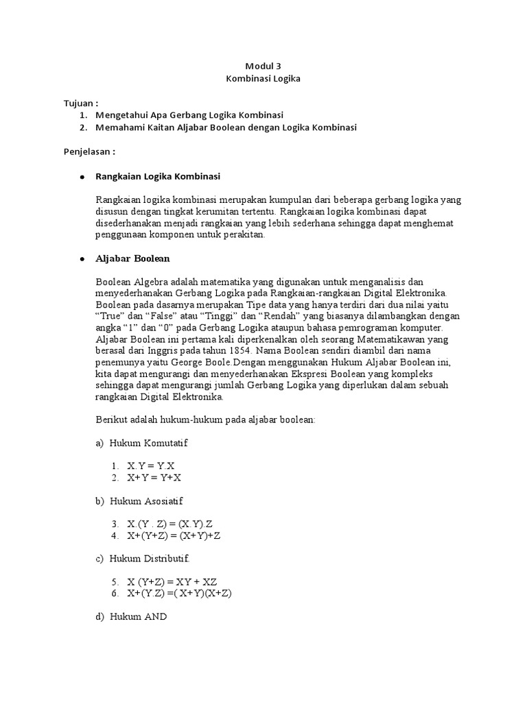 Modul 3 Kombinasi Logika | PDF