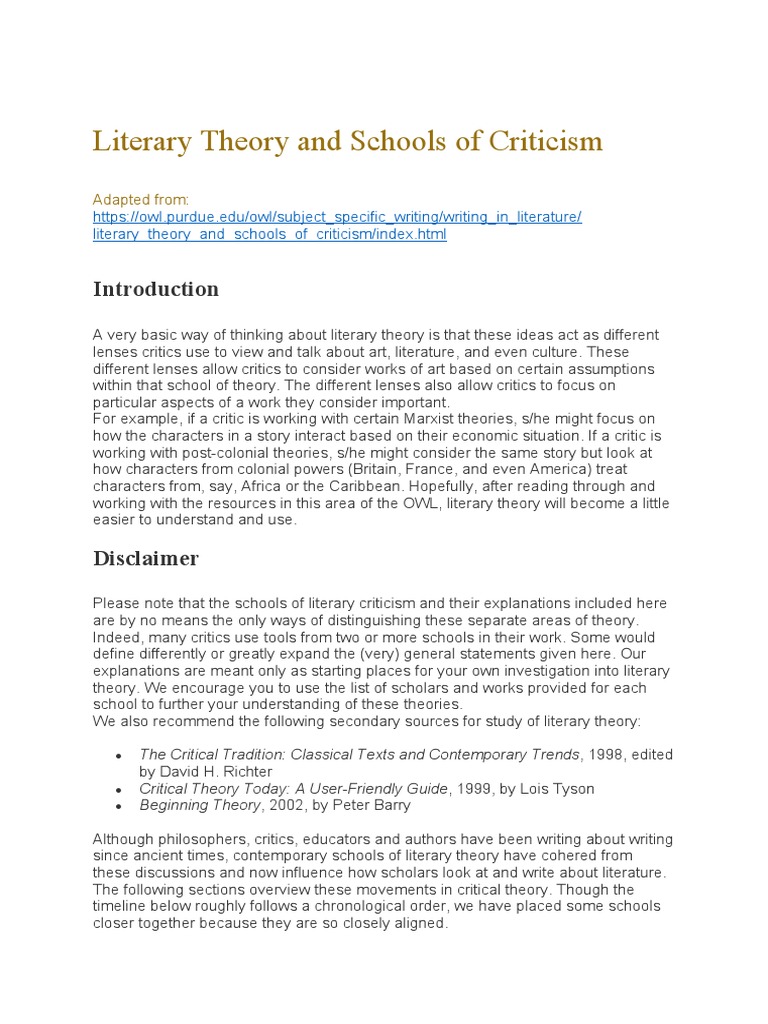 Literary Theory and Schools of Criticism | PDF | Ecocriticism | Feminism