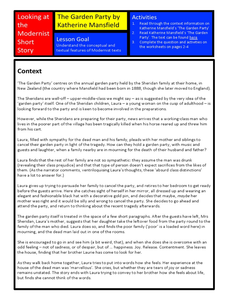 Analyzing Mansfield's The Garden Party | PDF