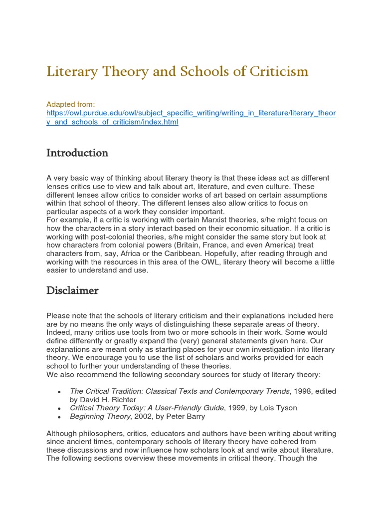 Overview of Literary Theories | PDF | Ecocriticism | Feminism