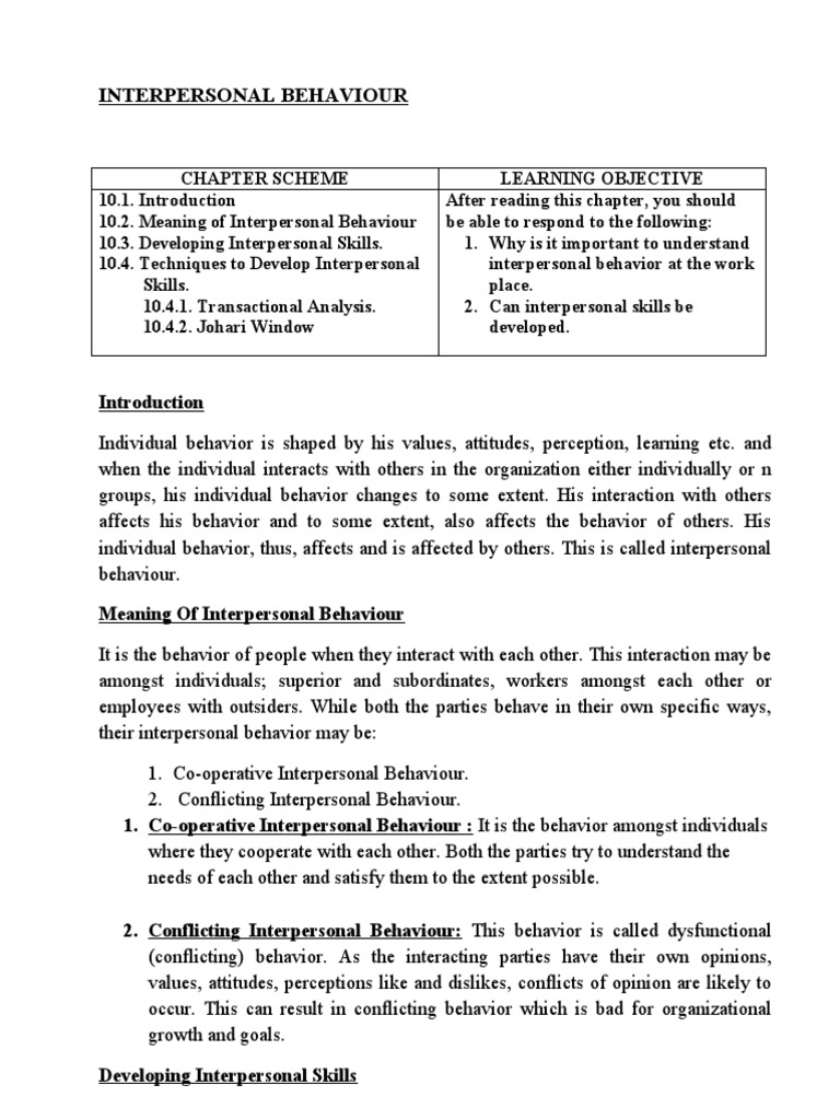 Interpersonal Behaviour 7.5.23 | PDF