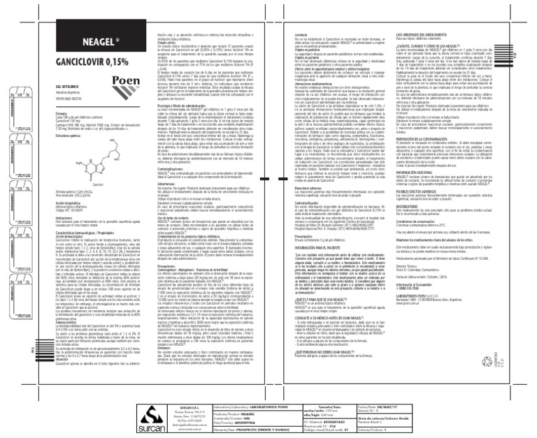 Prosp. Neagel | PDF | Medicamentos con receta | Especialidades Medicas