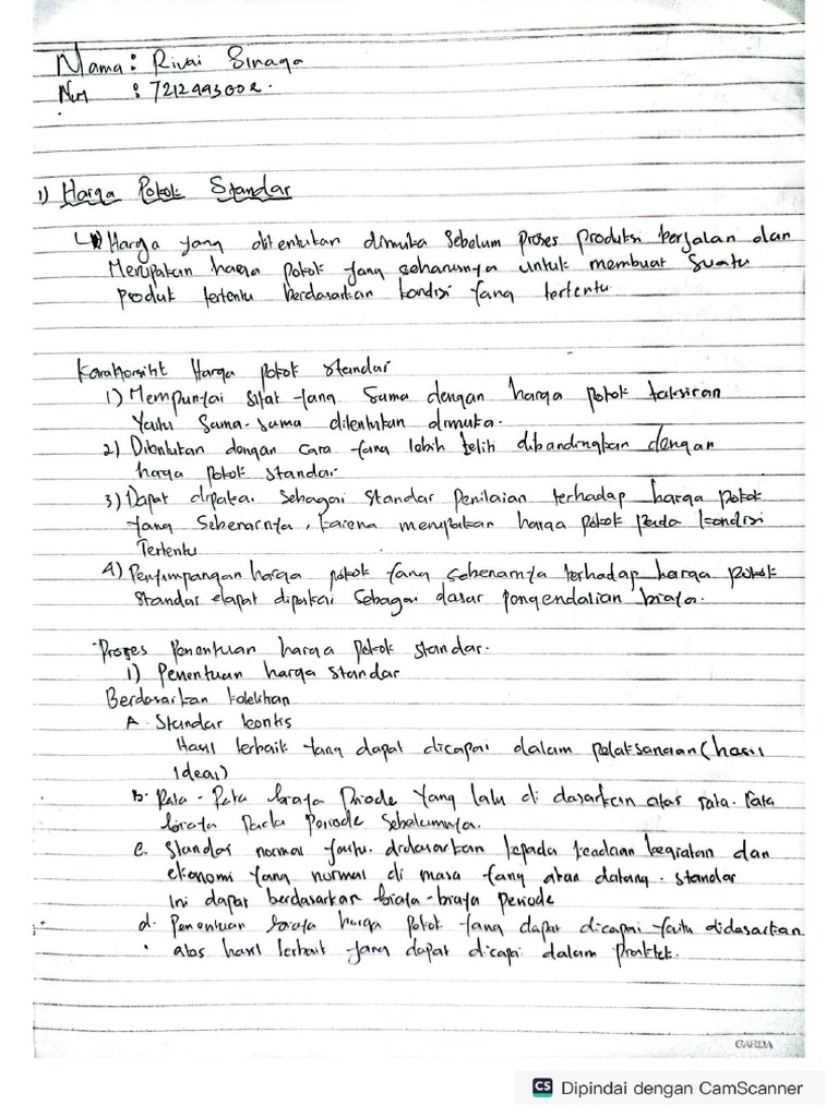 Harga Pokok Standar - Rivai Sinaga PDF | PDF