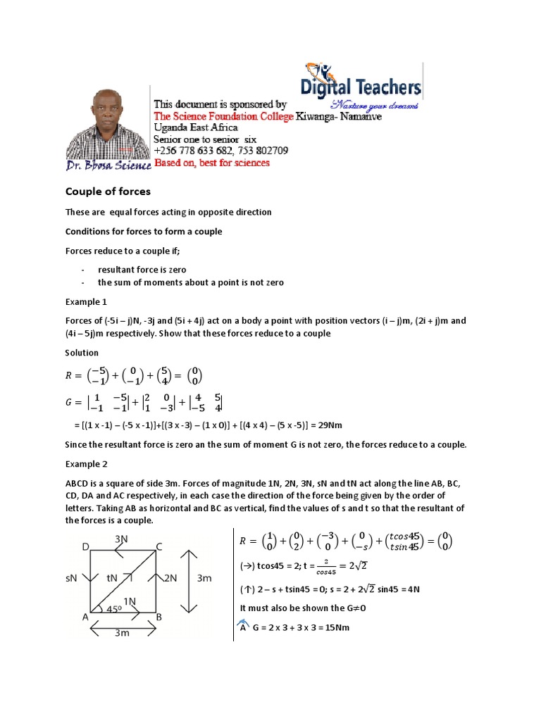 A Level Math Paper 2 Couple of Forces | PDF | Force | Classical Mechanics