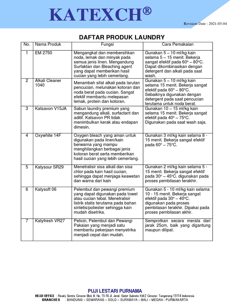 Brosur Produk Laundry 2021 | PDF