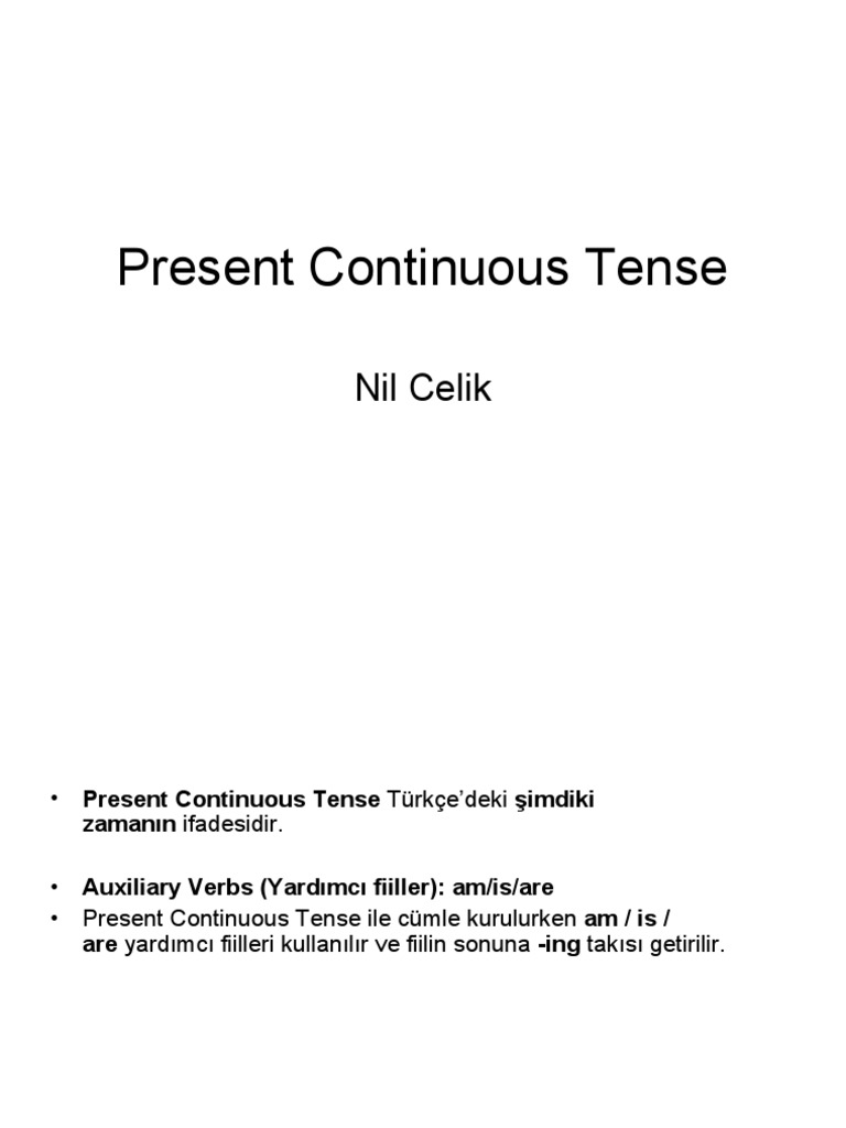 Present Continuous Tense Konu | PDF