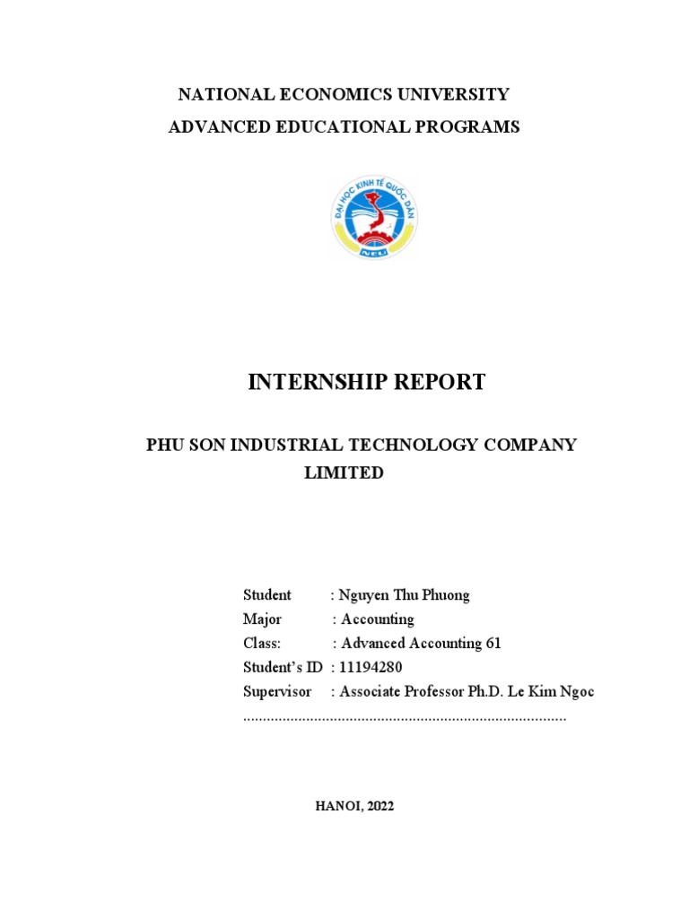 Internship Report - Nguyenthuphuong - 11194280 | PDF