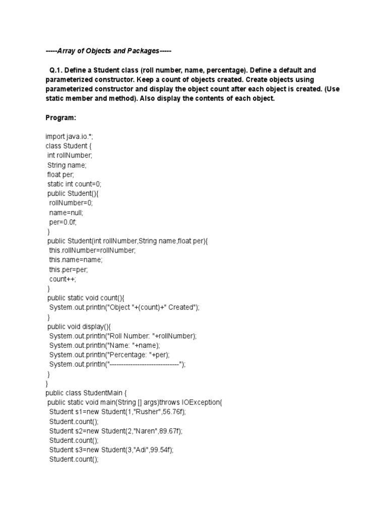 Java Codes Pdf Constructor Object Oriented Programming Programming 6167