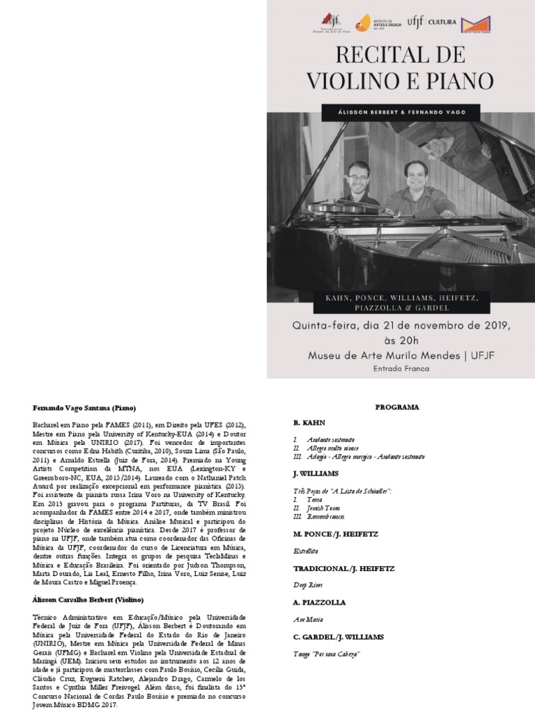 Recital Violino & Piano 2019.11.21 | PDF