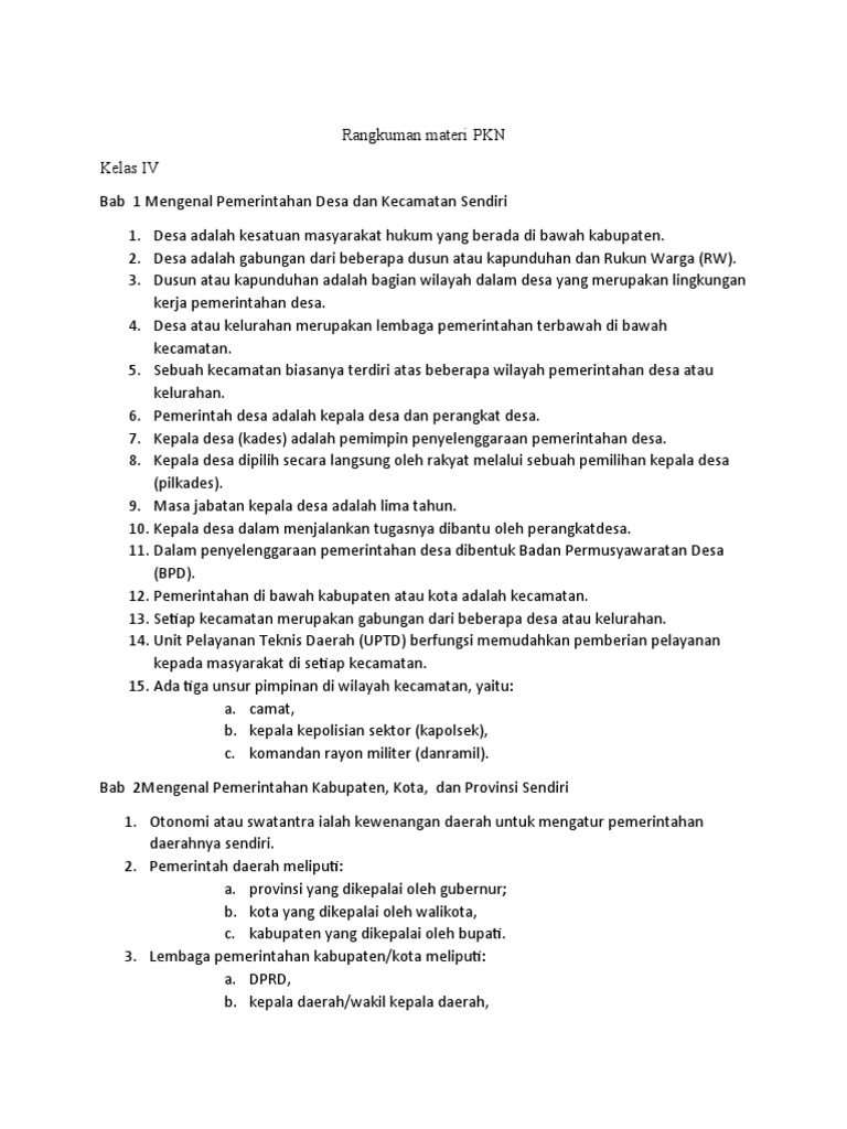 Rangkuman Materi PKN | PDF