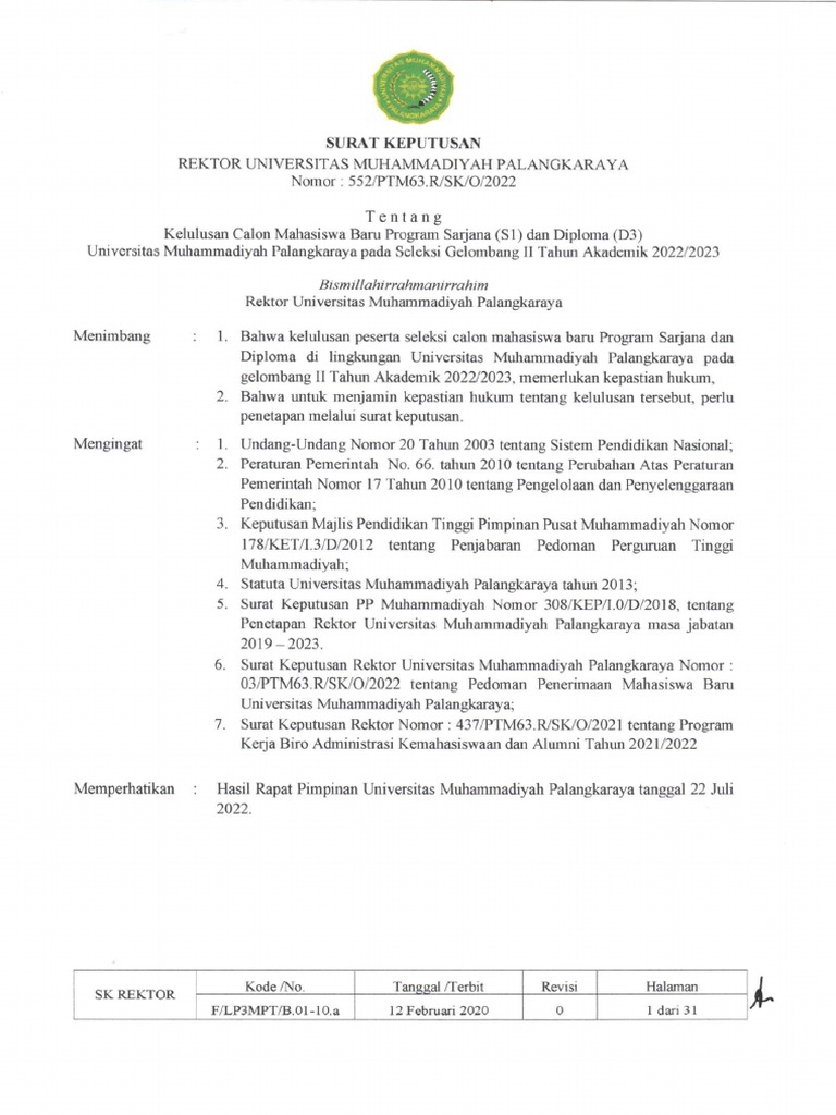SK Kelulusan Calon Mahasiswa Baru Gel. Ii | PDF SK Kelulusan Calon Mahasiswa Baru Gel. Ii | PDF