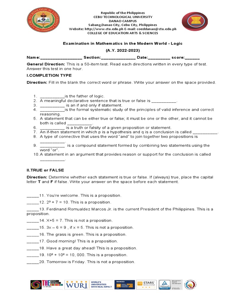 LOGIC | PDF | Logic | Logical Consequence