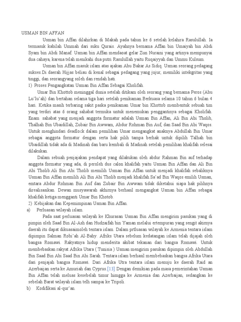 Usman Bin Affan | PDF