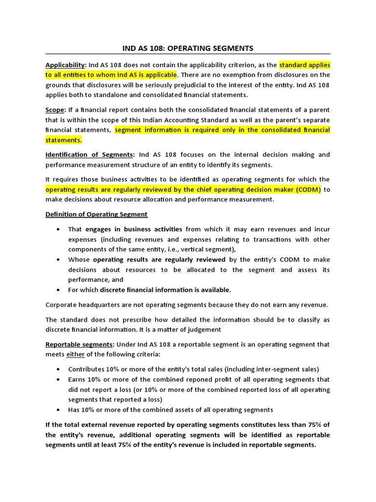 Ind As 108 | PDF | Financial Statement | Revenue