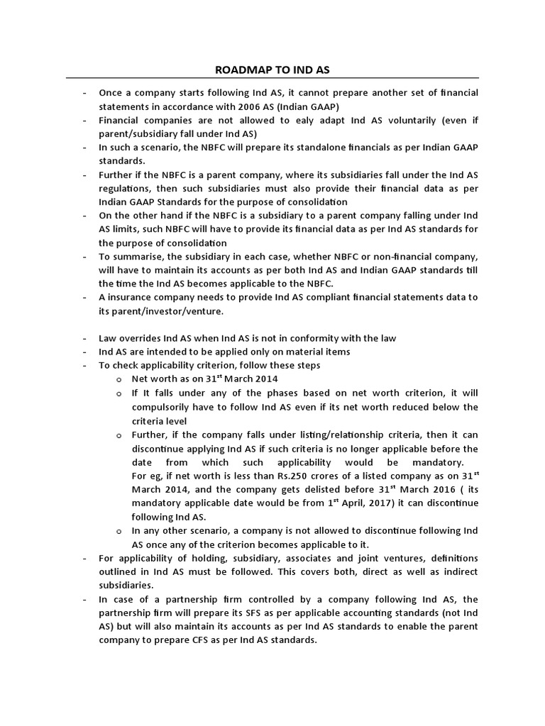 Roadmap To IND AS | PDF | International Financial Reporting Standards | Private Sector