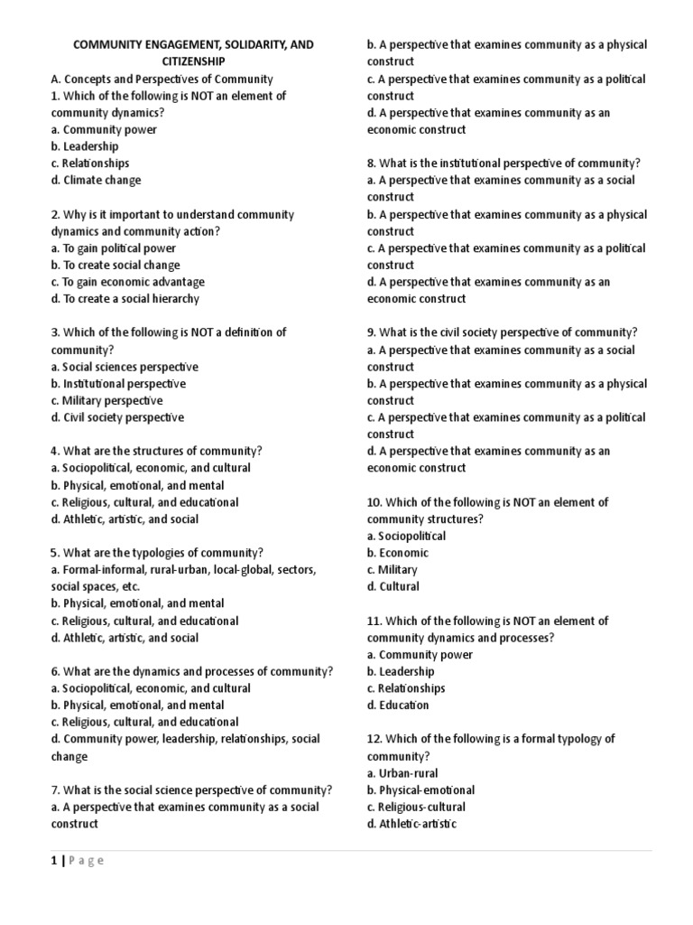 Community Engagement Trends and Network Work Immersion Summative Test ...