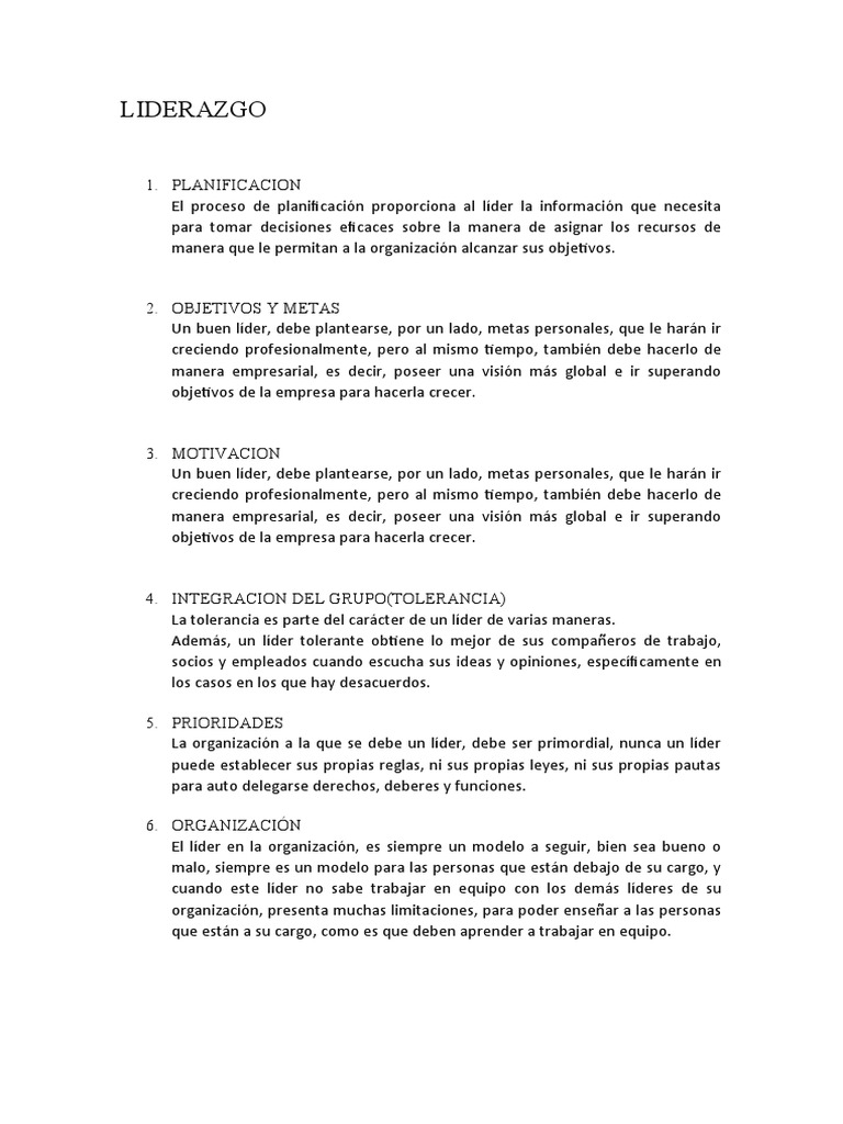 LIDERAZGO | PDF | Planificación