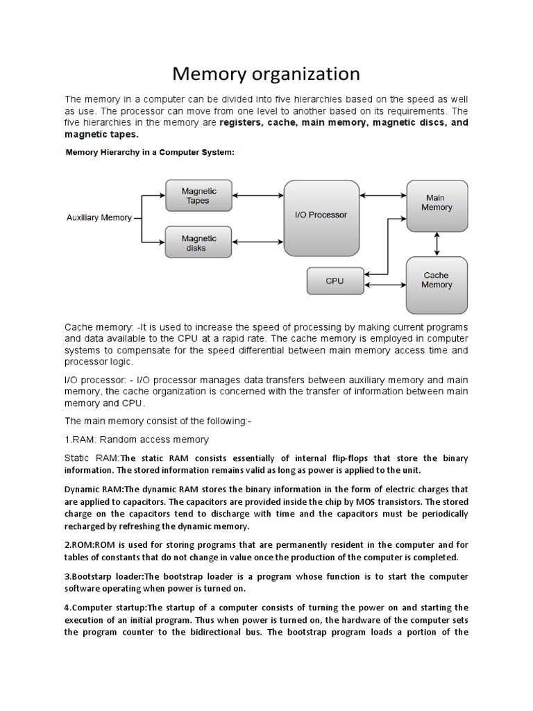 Memory Organization: Registers, Cache, Main Memory, Magnetic Discs, and ... Memory Organization: Registers, Cache, Main Memory, Magnetic Discs, and ...