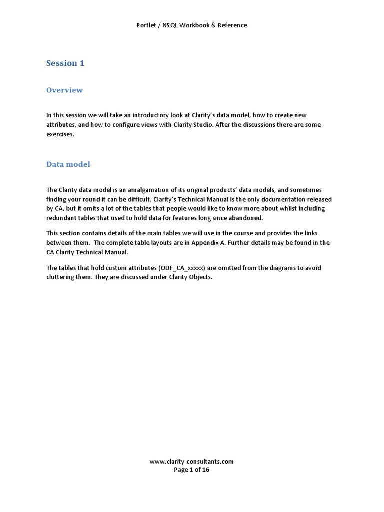 Clarity Data Model Overview and Guide | PDF | Data Management ...