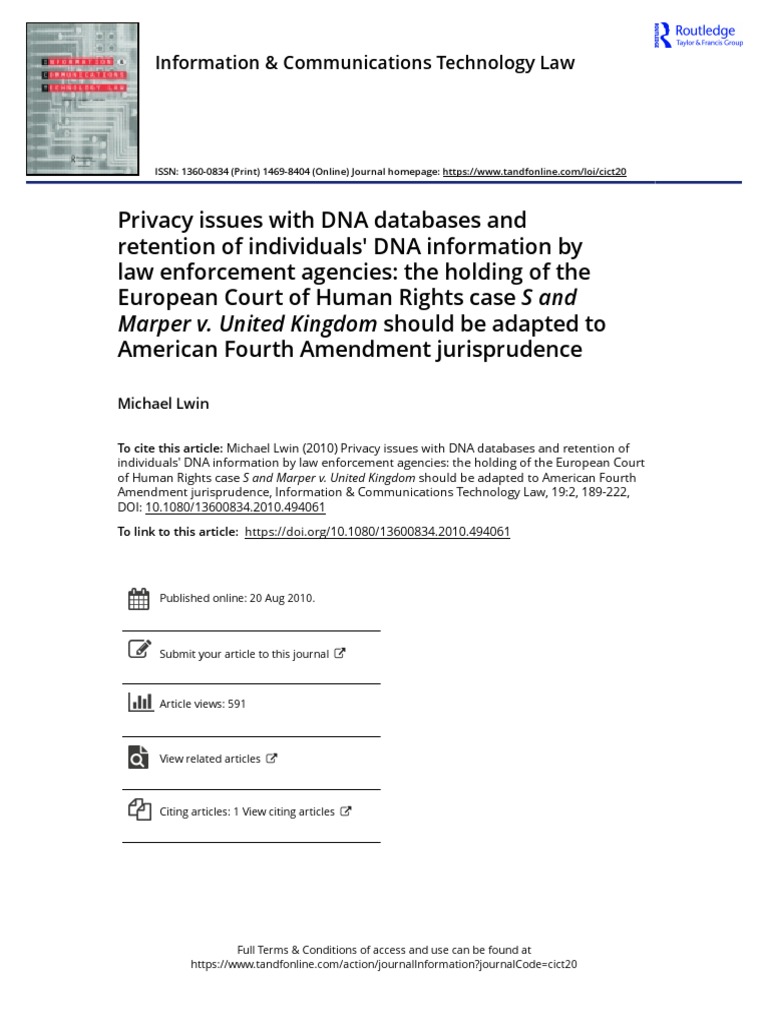 DNA Privacy in Law Enforcement | PDF | Burden Of Proof (Law ...