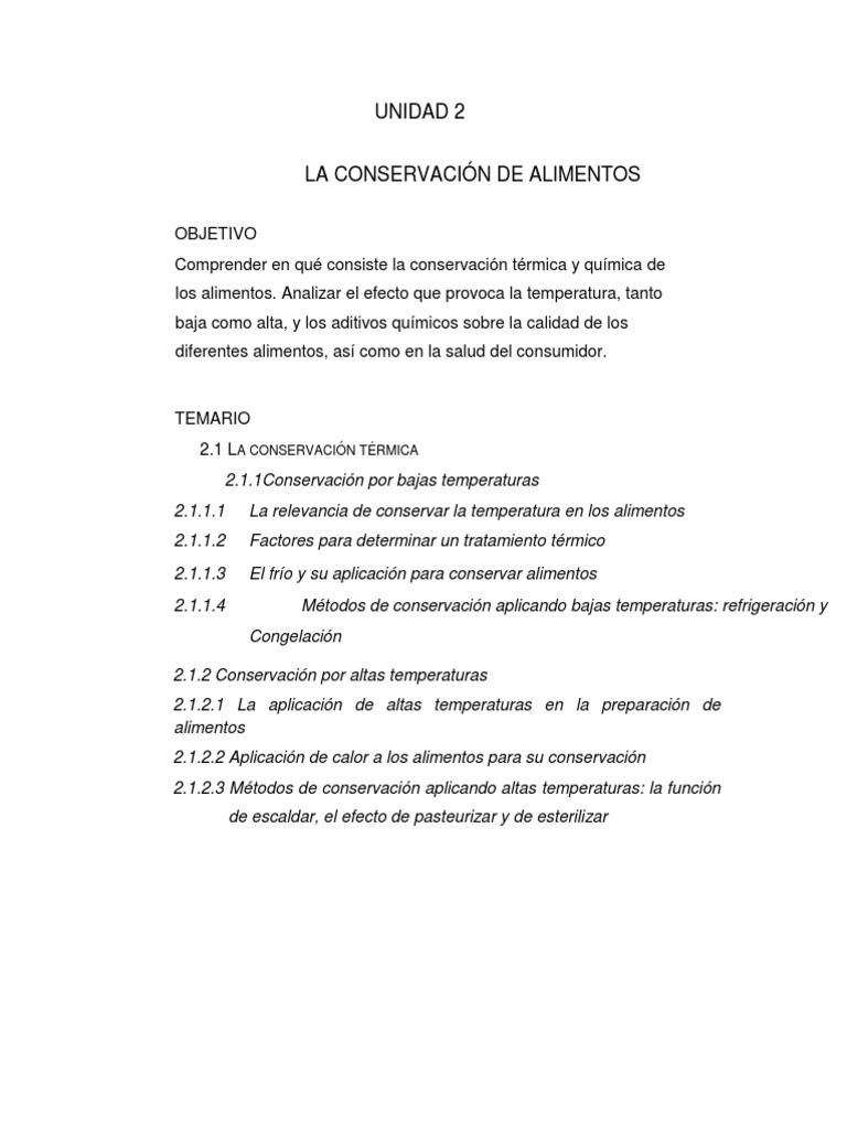 Metodos de Conservación de Los Alimentos PDF | PDF | Alimentos ...