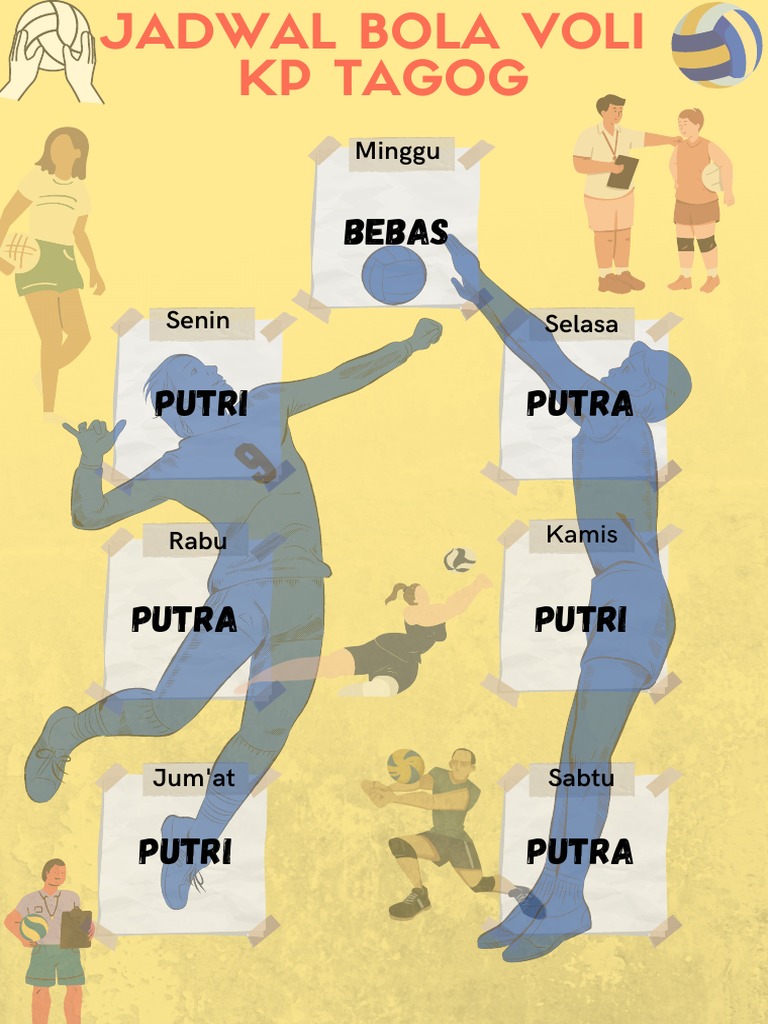 Kuning Ilustrasi Bola Voli Voli Pantai Poster | PDF