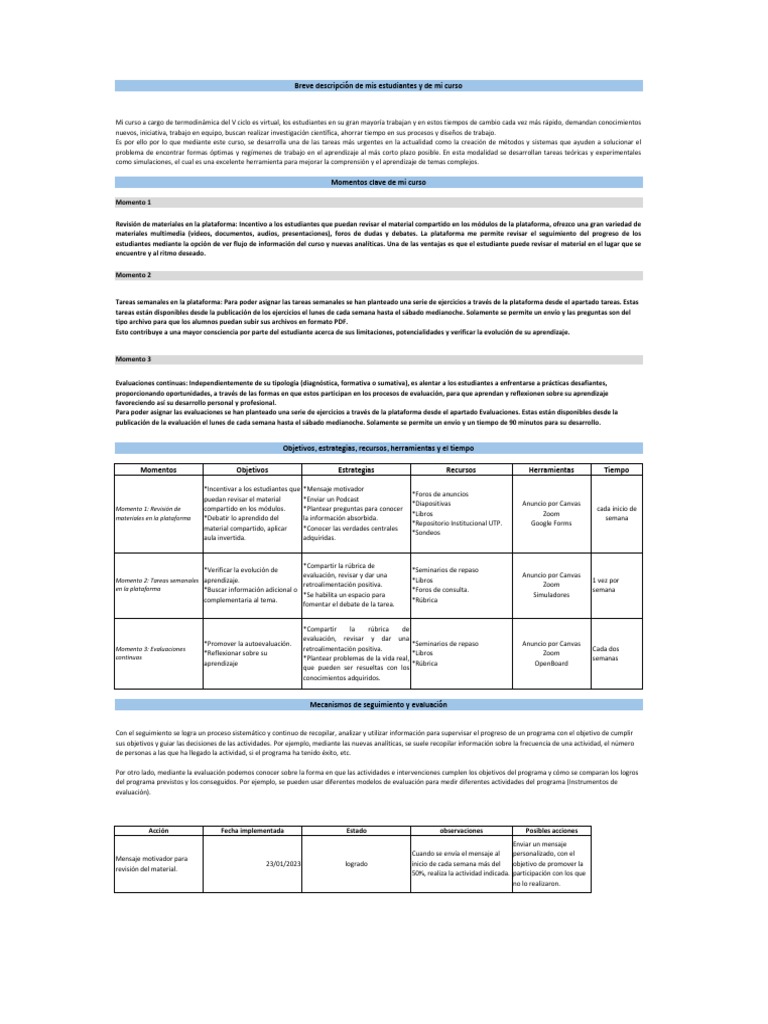 Plantilla de Trabajo Final - Mi Plan de Acción Tutorial | PDF | Evaluación | Rúbrica (Académica)