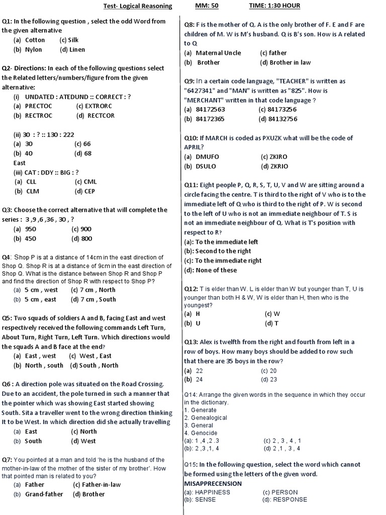 Test Reasoning | PDF