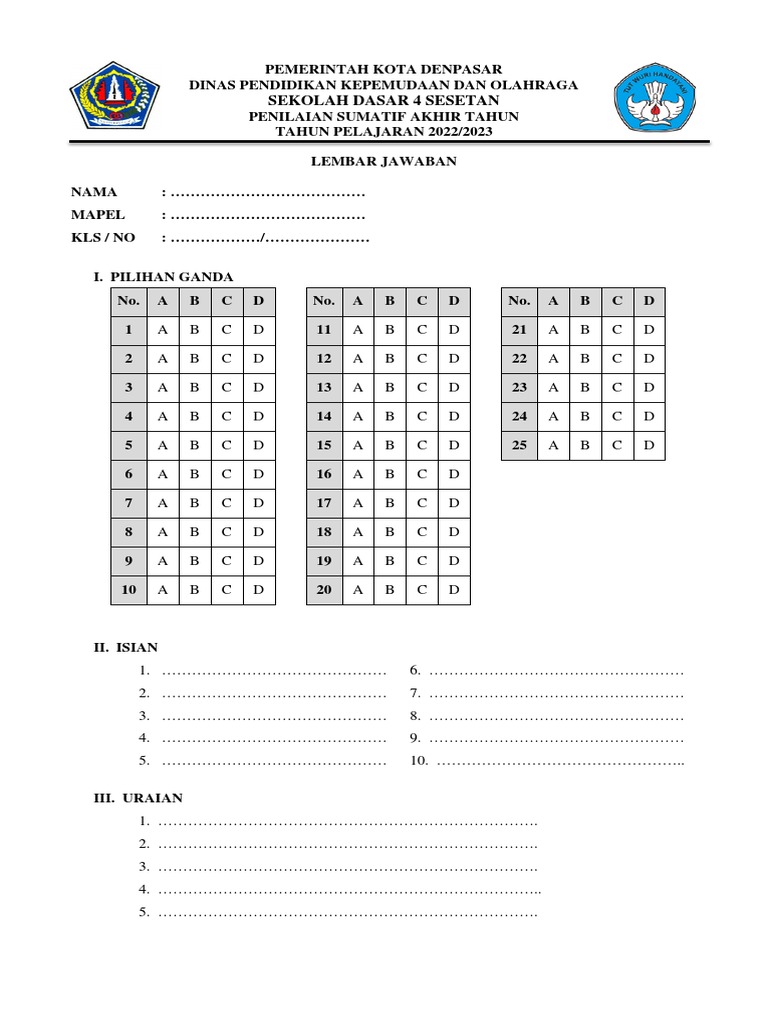 Lembar Jawaban Uas PDF | PDF