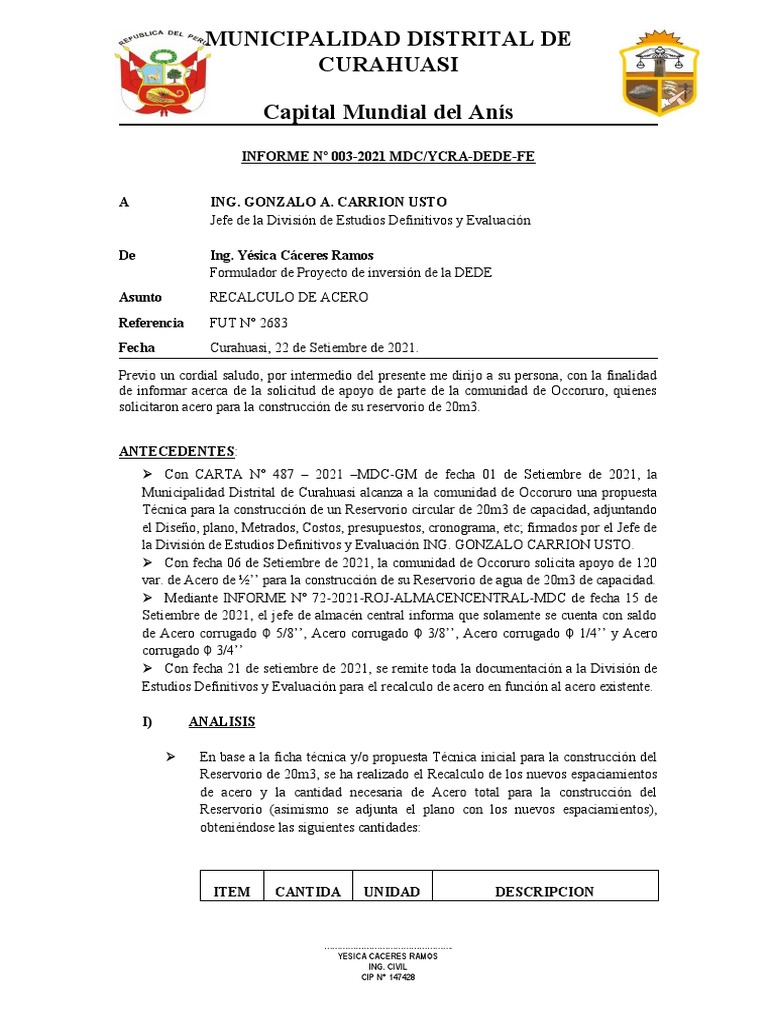 Recalculo de Acero para Reservorio 20m³ | PDF | Ciencia y matemáticas