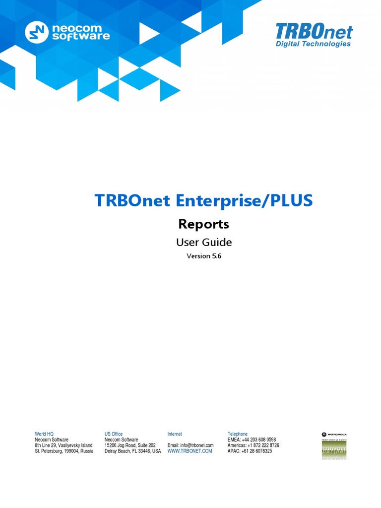 TRBOnet Reports User Guide v.5.6 PDF | PDF