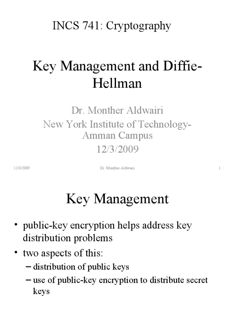 ch10 KeyManagement Diffie-Hellman ECC | PDF | Public Key Cryptography | Key (Cryptography)