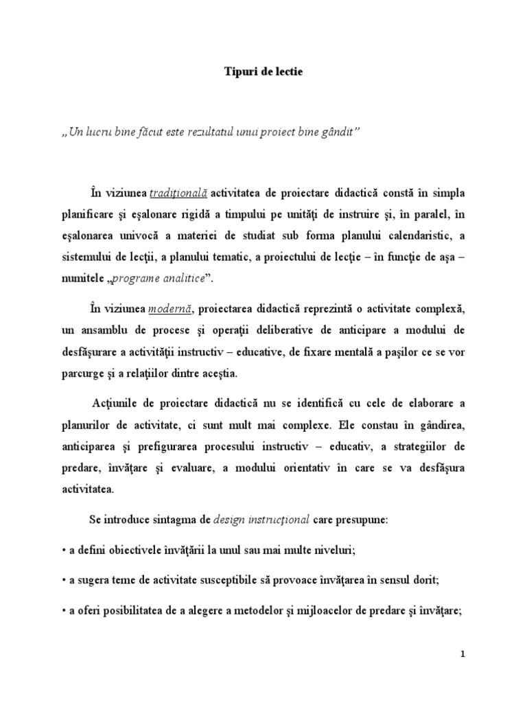 Tipuri de Lectie | PDF