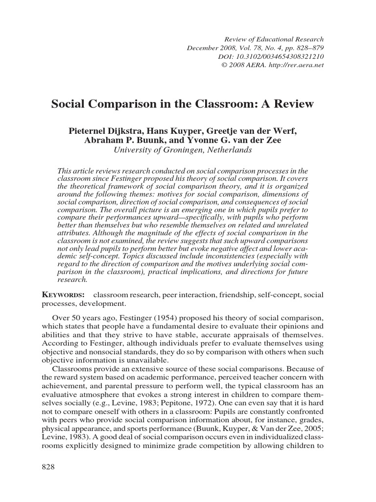 Social Comparison in The Classroom Review | Download Free PDF ...