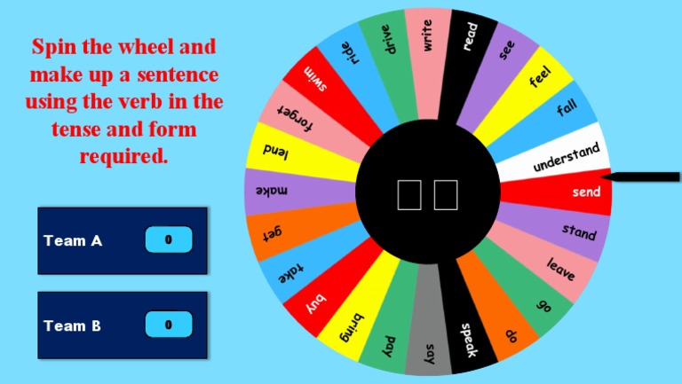 Tenses Wheel Irregular Verbs With Spinning Wheel A Fun Activities Games ...