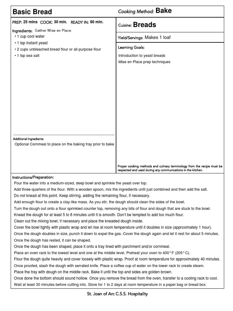 RECIPE - Basic Bread PDF | PDF | Dough | Breads