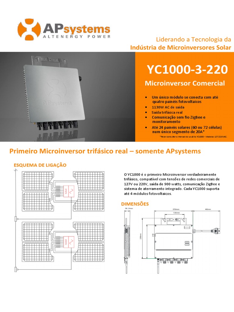 Data Sheet - Inversor - Yc1000 - Apsystems | PDF